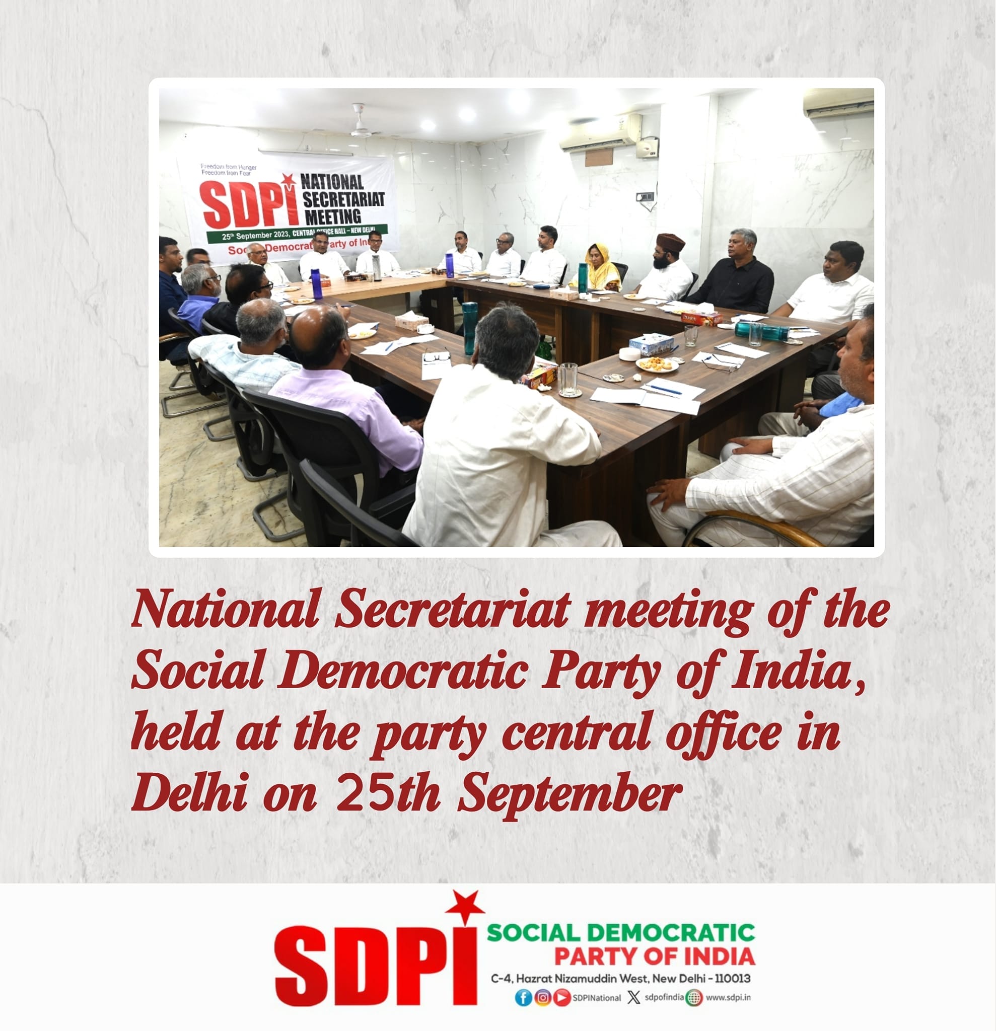 National Secretariat meeting – Social Democratic Party of India