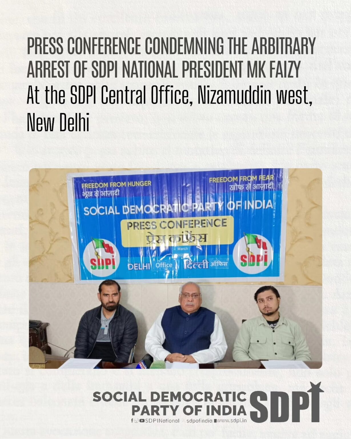 The Social Democratic Party of India (SDPI) National President MK Faizy ...